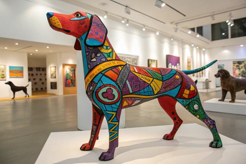 A Striking Abstract Sculpture of a Dog, Featuring Bold Colors and ...