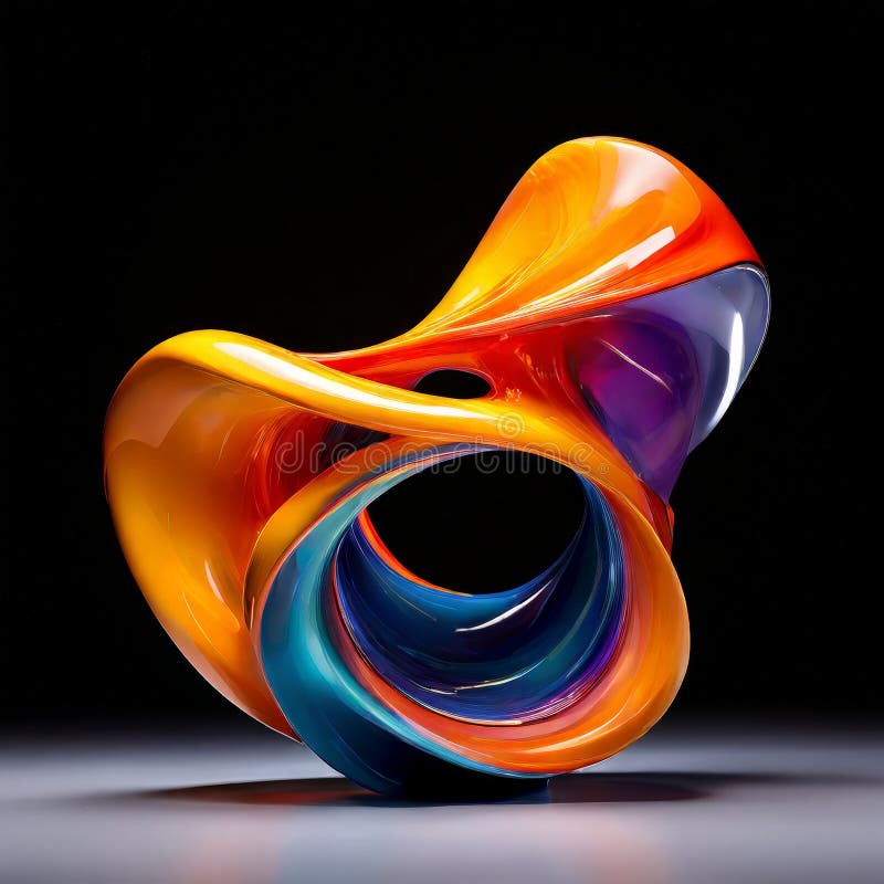 Vibrant Abstract Sculpture with Fluid Curves in Bright Colors Stock ...