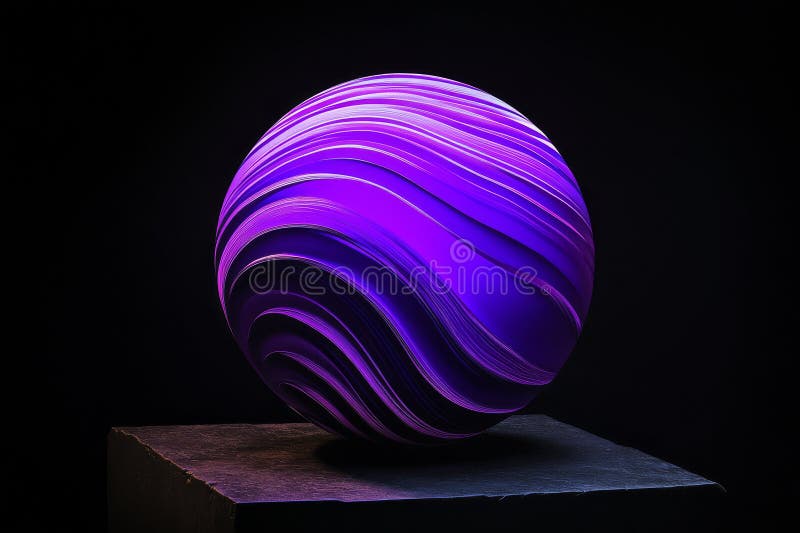 A Striking Abstract Sphere with Deep Violet Waves, Minimalistic and ...