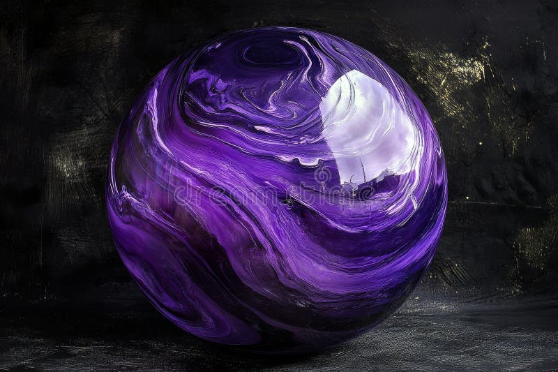 Striking Abstract Sphere Deep Violet Waves Minimalistic Mysterious ...
