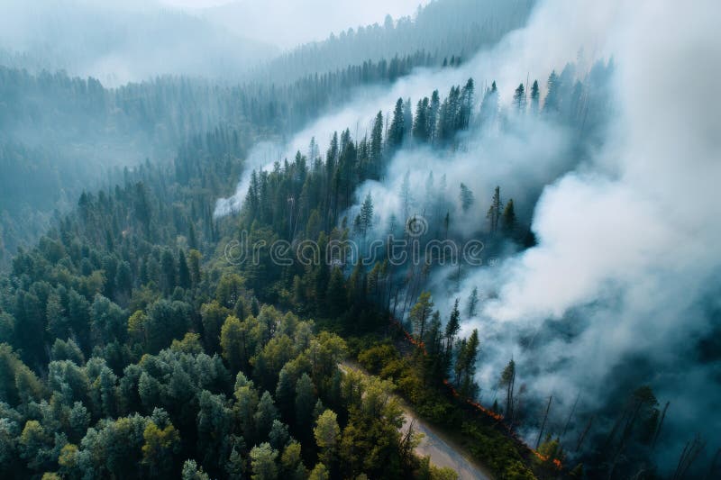 Aerial View of Uncontrolled Forest Fires Highlighting Environmental ...