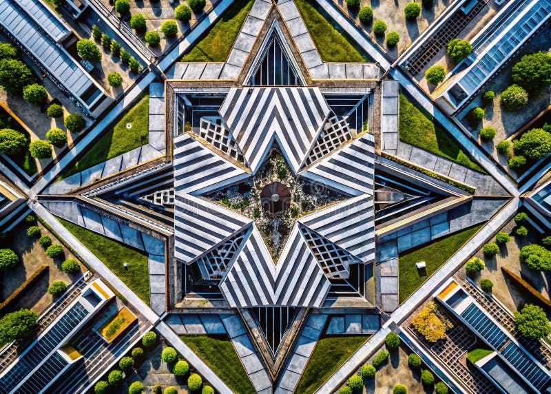 Striking Aerial Perspective of an Abstract Black and White Geometric ...