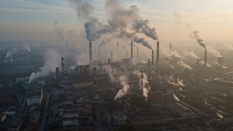 Industrial Smog Aerial View Stock Illustration - Illustration of cloud ...