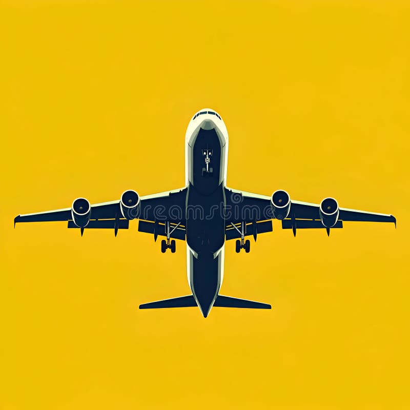 AI-Generated Image of Dark Airplane on Bright Yellow Background Stock ...