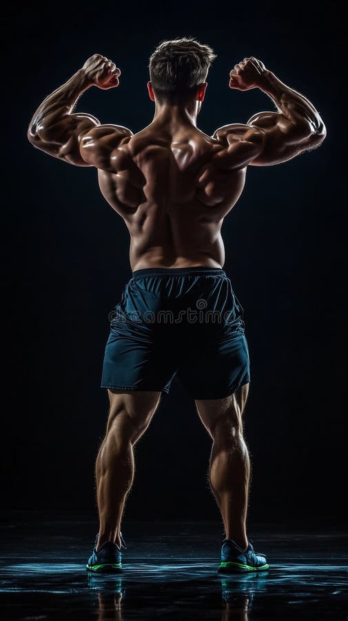 The Art of Strength: a Bodybuilder S Back Pose Stock Illustration ...