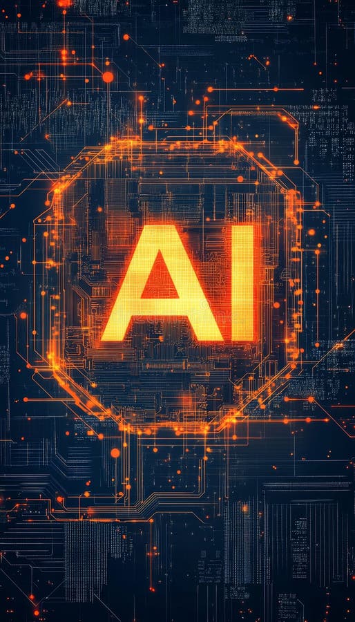 Striking Ai Symbol Design Featuring Radiant Orange Text Amid Circuit ...
