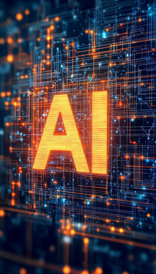 Striking Ai Symbol with Glowing Orange Text and Circuit Patterns ...