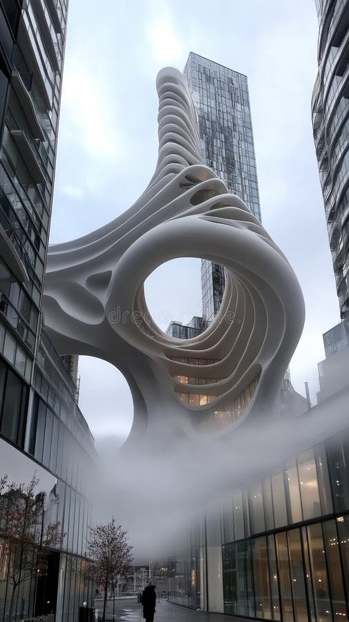 A Striking Architectural Design Stands between Modern Buildings ...