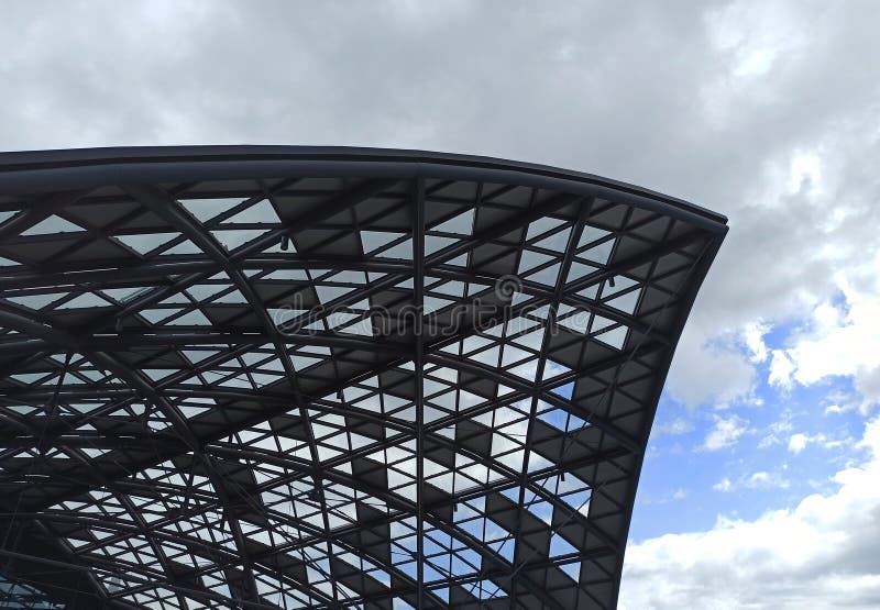 A Striking Architectural Detail Showcasing a Modern Glass and Steel ...