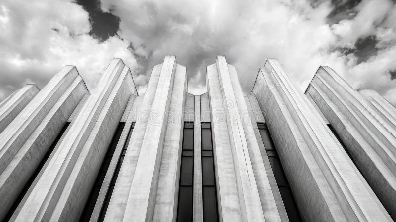 Striking Architectural Facade with Dramatic Vertical Lines Against a ...