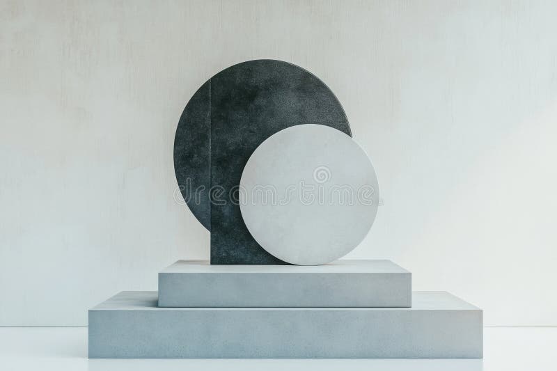 Abstract Geometric Sculpture Arrangement with Circular and Rectangular ...