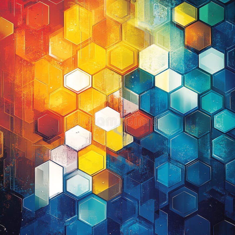 Vibrant Hexagonal Pattern Showcasing Colorful Geometric Shapes in a Modern Design Generative AI ...