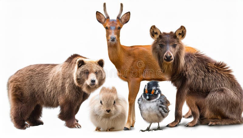 Striking Array of Animals Populating a White Backdrop, Showcasing an ...