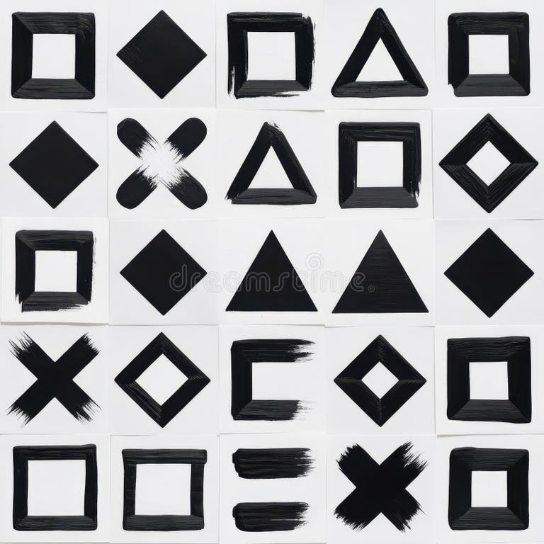 A Striking Array of Black and White Geometric Shapes on Paper, Creating ...