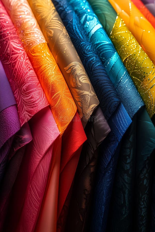 A Striking Array of Colorful, Textured Fabrics Arranged in Layers ...