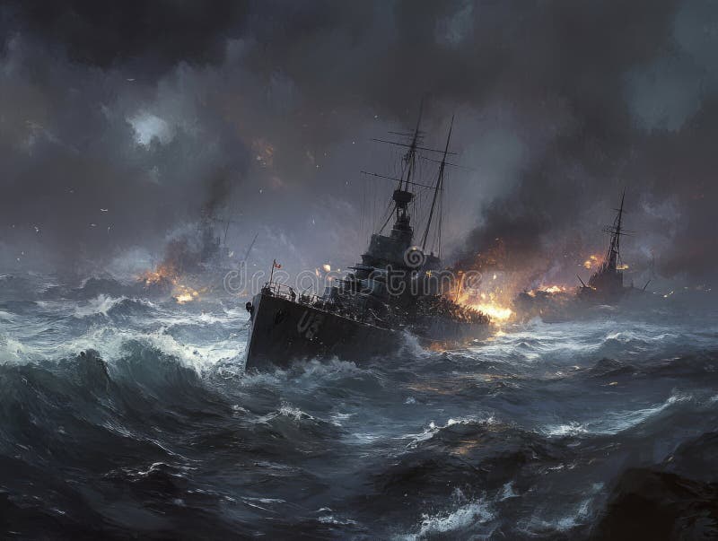 Intense Naval Battle of Point Judith: U.S. Vs. U-Boat Stock ...