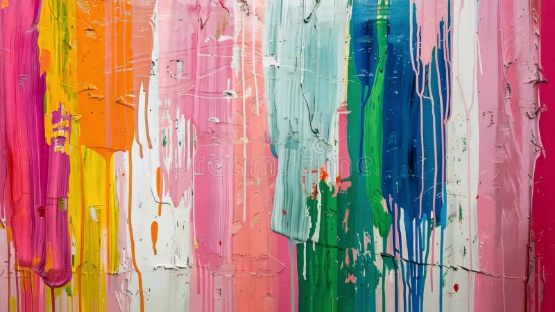 Vibrant Modern Smudge Line Painting Using Oil and Acrylic on Wall Stock ...