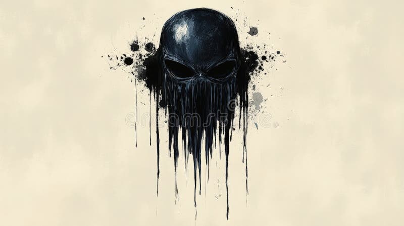 Dark Splash Art Featuring Skulled Mask with Dripping Black Paint on ...