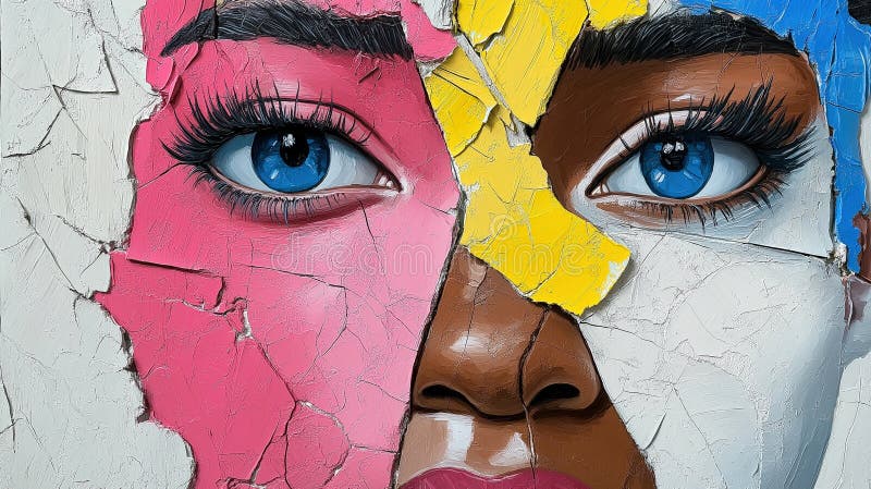 Fragmented Beauty, the Duality of Identity in Art Stock Illustration ...