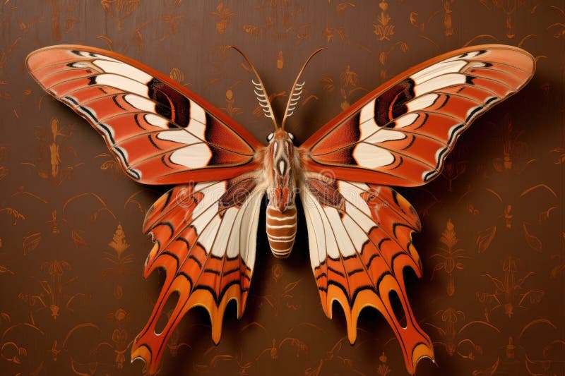 A Striking Atlas Moth with Wings Fully Spread Stock Image - Image of ...