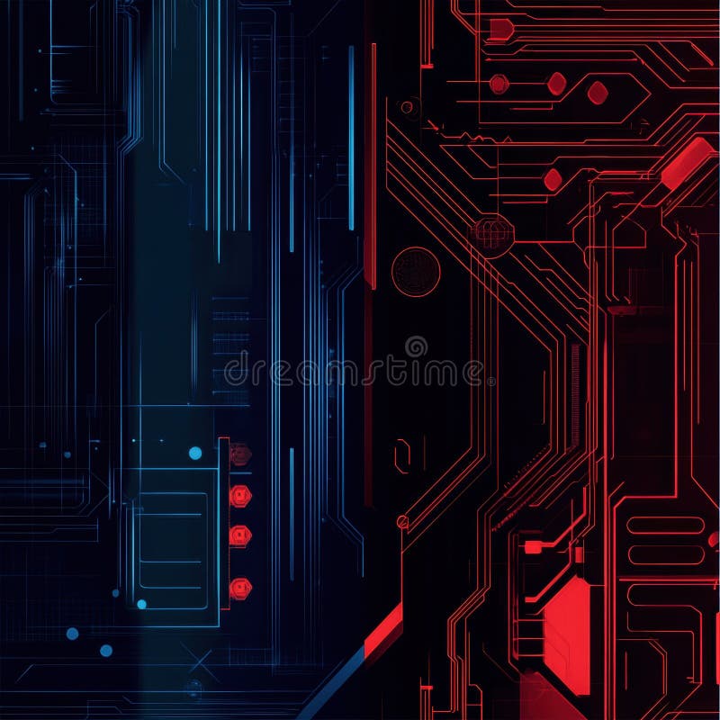 Vibrant Cybernetic Backdrop with Red and Blue Patterns Representing ...