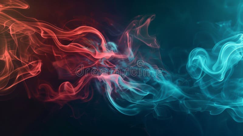 A Striking Background Featuring Deep Red and Turquoise Smoke Curls ...