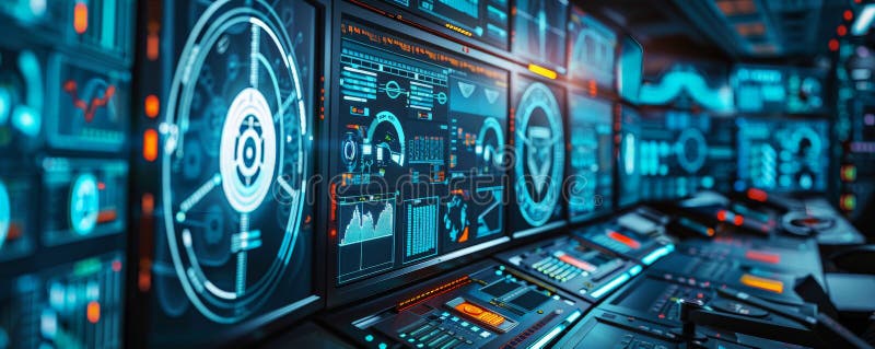 A Striking Banner with a View of a Command Center Filled with Advanced ...