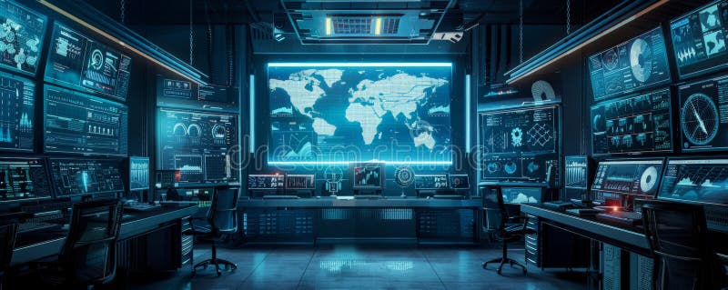 A Striking Banner with a View of a Command Center Filled with Advanced ...
