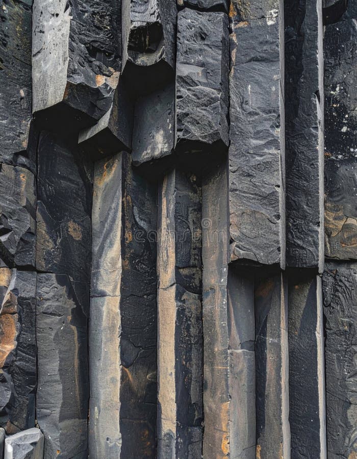 Striking Basalt Columns Geometric Rock Formations Texture in Harsh ...