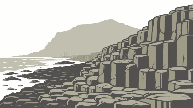 Striking Basalt Columns, Unique Geological Formation, Vector Design ...