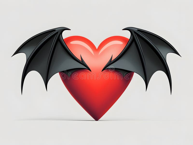 Striking Bat and Heart Symbolic Gothic Stock Illustration ...