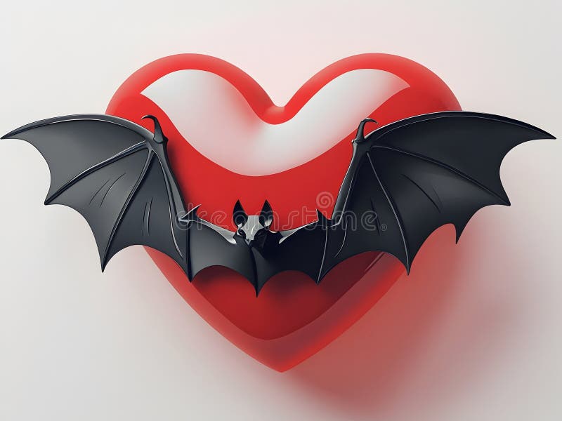 Striking Bat and Heart Symbolic Gothic Stock Illustration ...