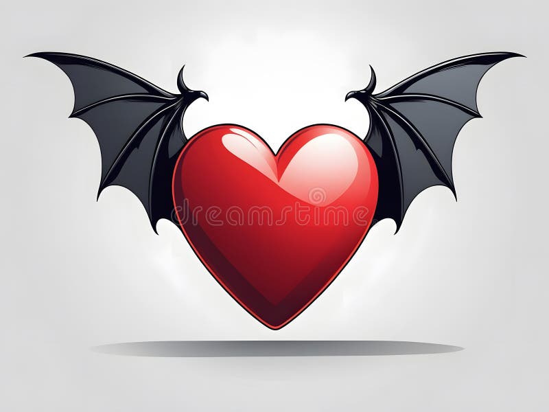 Striking Bat and Heart Symbolic Stock Illustration - Illustration of ...