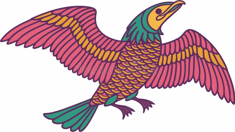 Dynamic Vibrant Bird with Bold Pink and Green Plumage, Vector Design ...