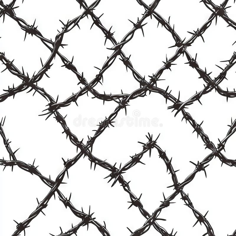 A Striking Black Barbed Wire Design on a Plain White Backdrop Stock ...