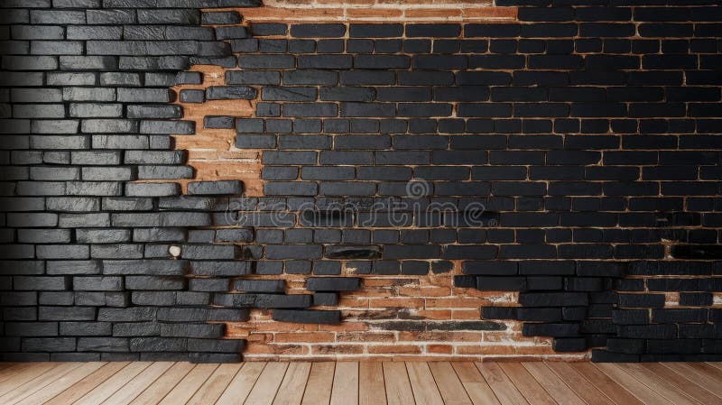 A Striking Black and Brick Wall Design, Showcasing a Modern Blend of ...