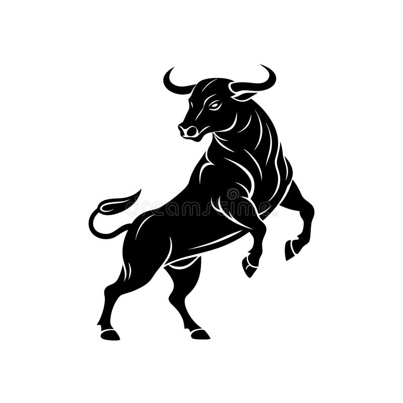 Powerful Rearing Bull Silhouette Illustration Stock Illustration ...