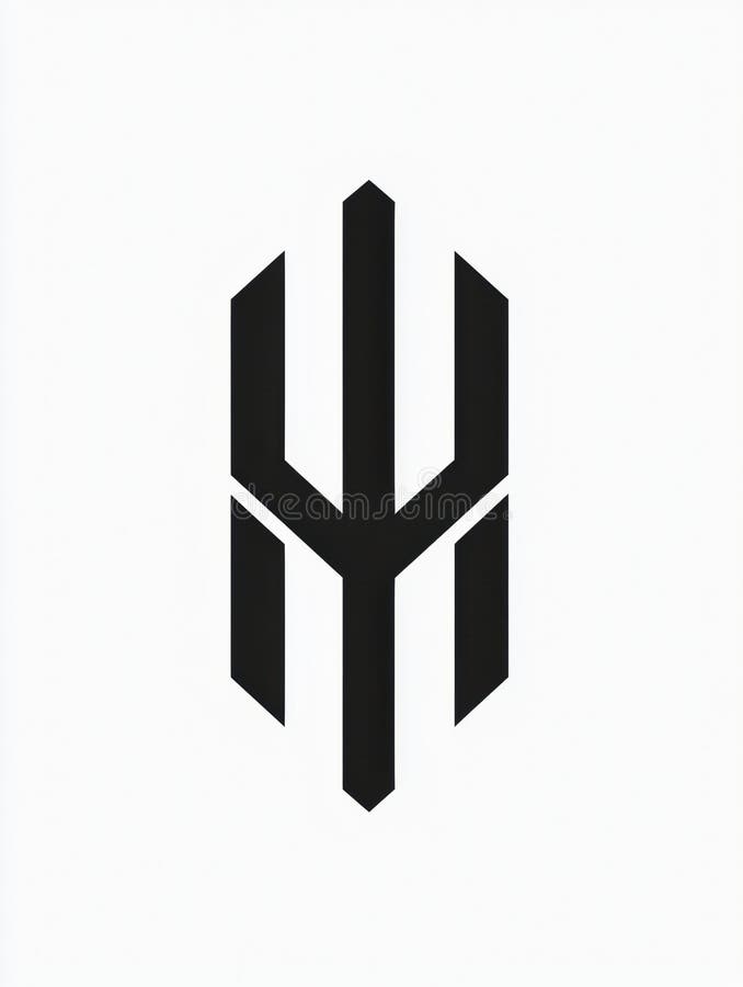 Unique Black Geometric Symbol with Sharp Lines and Angles on a White ...