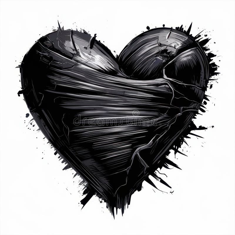 A Striking Black Heart, Embodying Brokenness and Emotion through Its ...