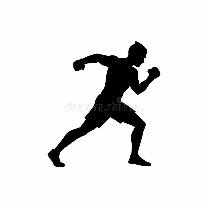 Dynamic Boxer Silhouette in Action Pose Stock Illustration ...