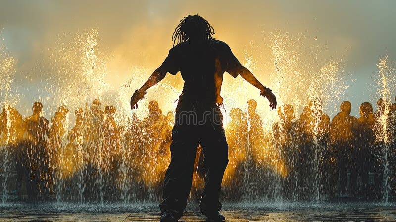 A Striking Black Silhouette Captures a Street Dancer Mid-performance ...
