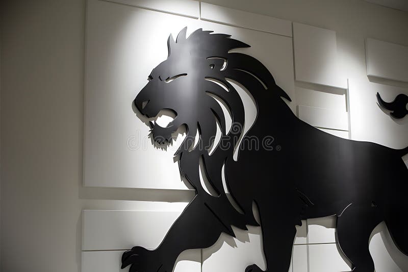 Black Lion Wall Art Modern Design Interior Decor Panel Stock ...
