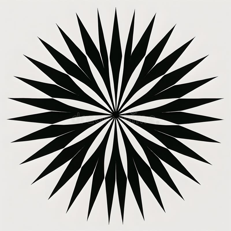 Black Starburst Optical Illusion with Radiating Triangular Spikes on ...