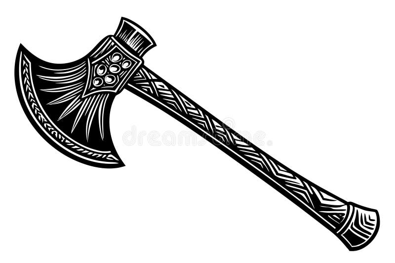Striking Black and White Axe Illustration Stock Vector - Illustration ...