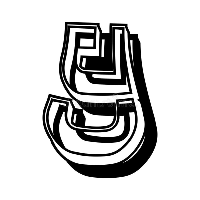 Bold 3D Abstract Typography with Geometric Shadows Stock Vector ...