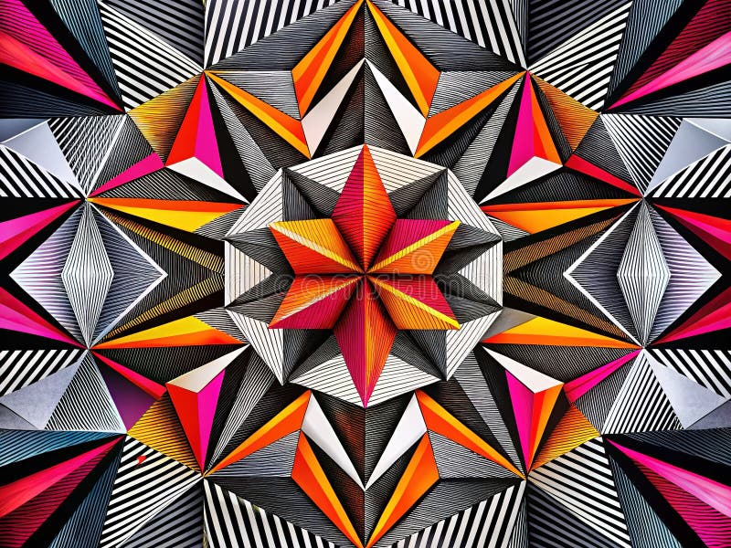 Striking Black and White Geometric Pattern with Sharp Angles and ...