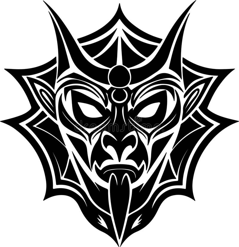 Tribal Demon Mask Design Graphic Art Stock Vector - Illustration of ...