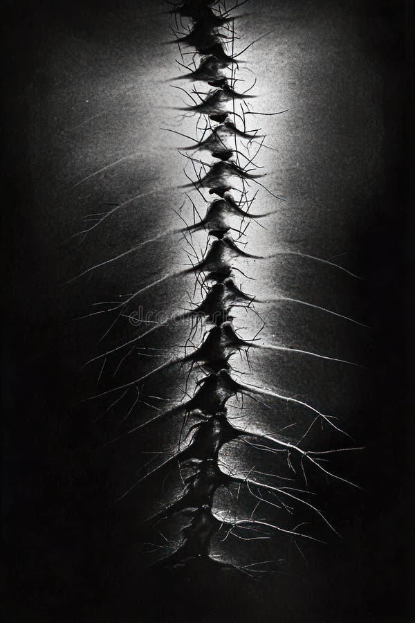 A Striking Black and White Image of a Spine-like Form with Sharp, Spiky ...