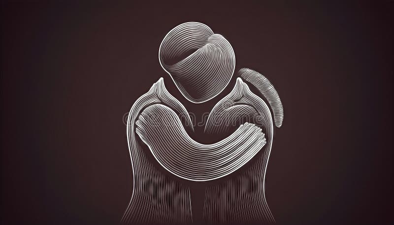 Minimalistic Line Art Emblem of Intertwined Arms, Expressing Empathy ...