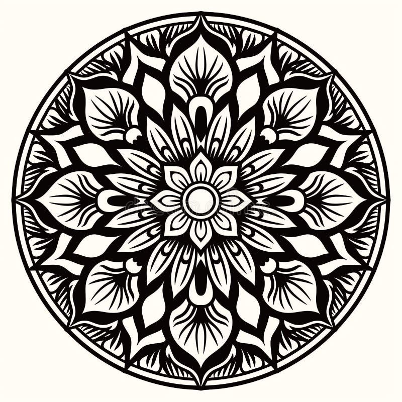 A Striking Black and White Mandala Design Features Intricate ...